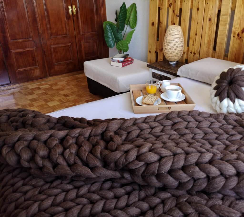 Super Chunky mantas, cojines de lana merino española